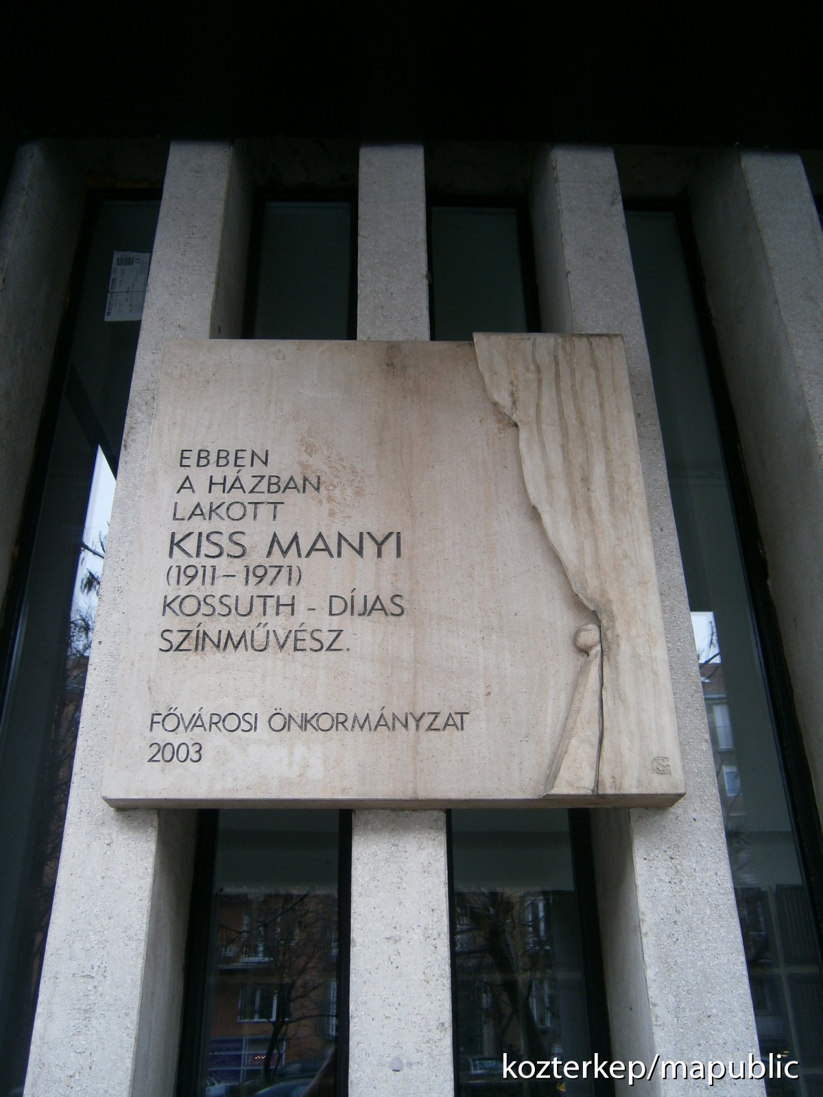 Kiss Manyi-emléktábla – Köztérkép